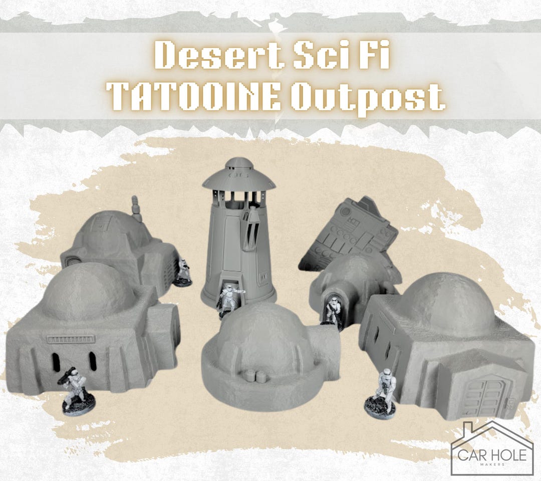 Desert Sci-fi Outpost Terrain, Tatooine-inspired 28mm Tabletop Scenery ...