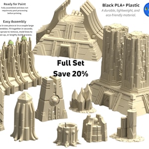 3D Printed Sci-fi Necropolis Terrain Set, Ancient Pyramid Monoliths for 40k, Legion & Tabletop ...