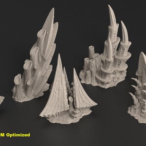ALIEN INFESTED RUINS, Tabletop Terrain Sci-fi Destroyed City, 3D ...