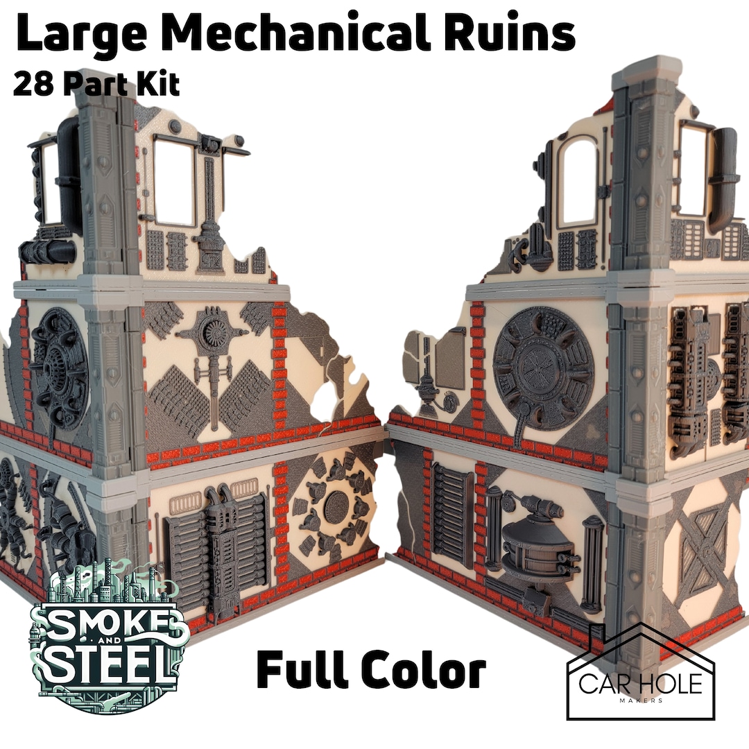 Large Mechanical Ruins 28 Part Set Wargaming Terrain and Scenery. Smoke ...