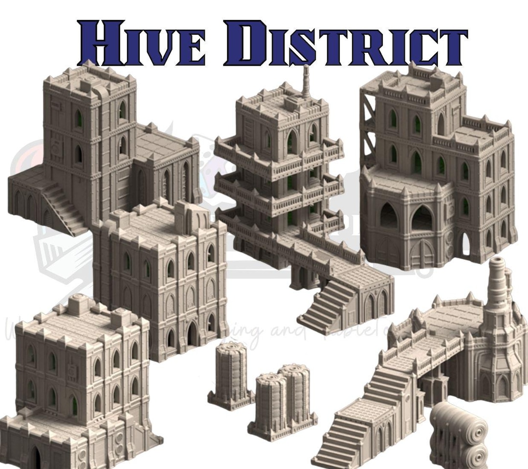 Grimdark Hive City Terrain Set: Omnis Prime Hive District Modular Hab ...