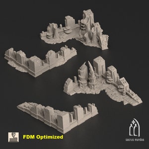 ALIEN INFESTED RUINS, Tabletop Terrain Sci-fi Destroyed City, 3D ...