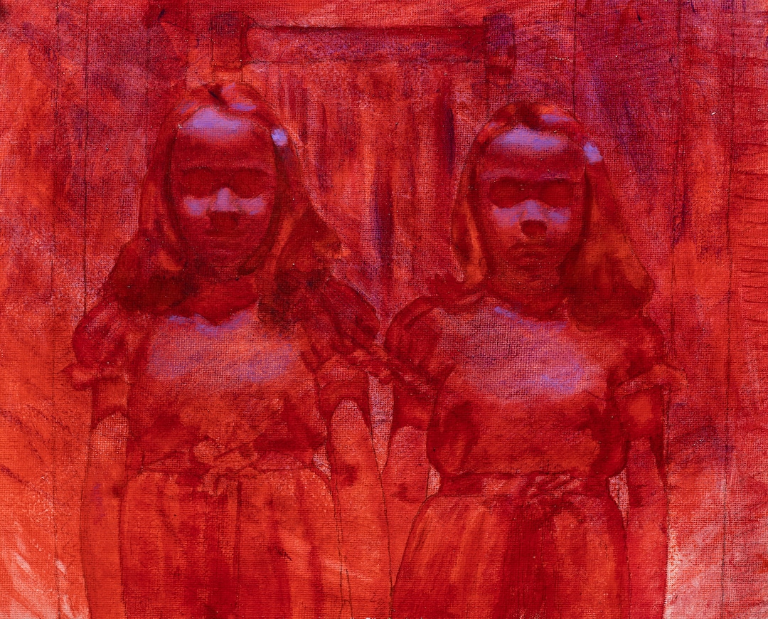 The Shining Study Done in Oils, Twin Girls Painted in Red and Purple ...