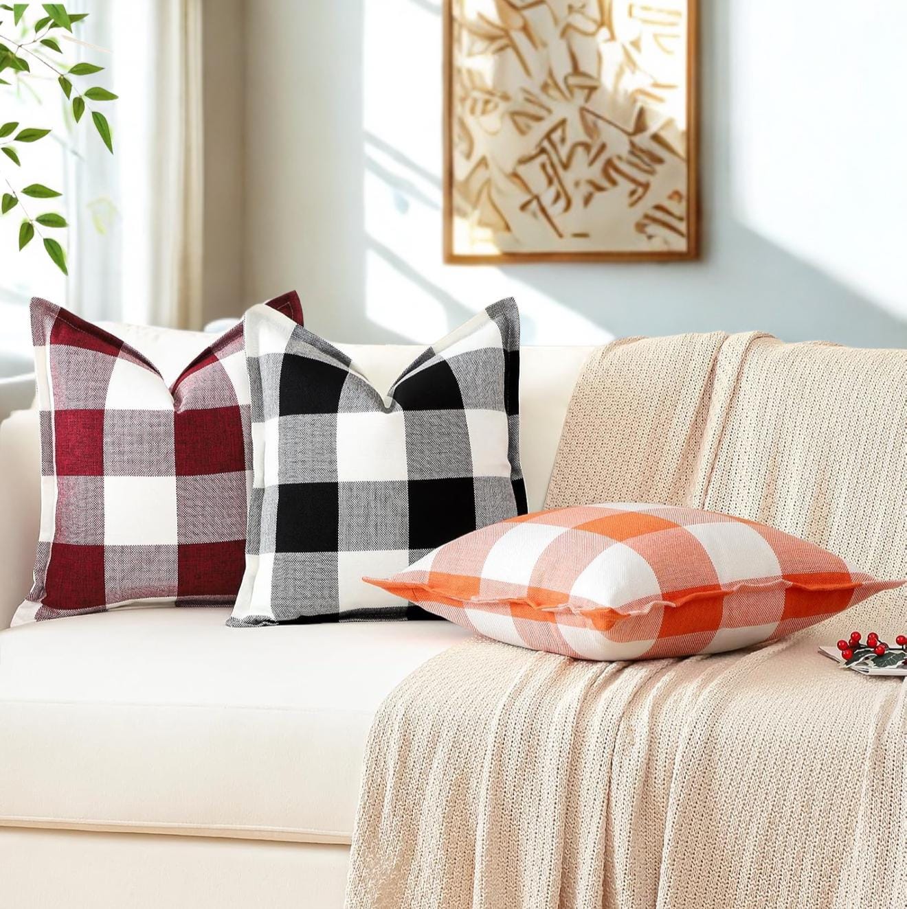 Buffalo Check Pillow Covers (set of 2): Farmhouse Plaid Decor - Etsy