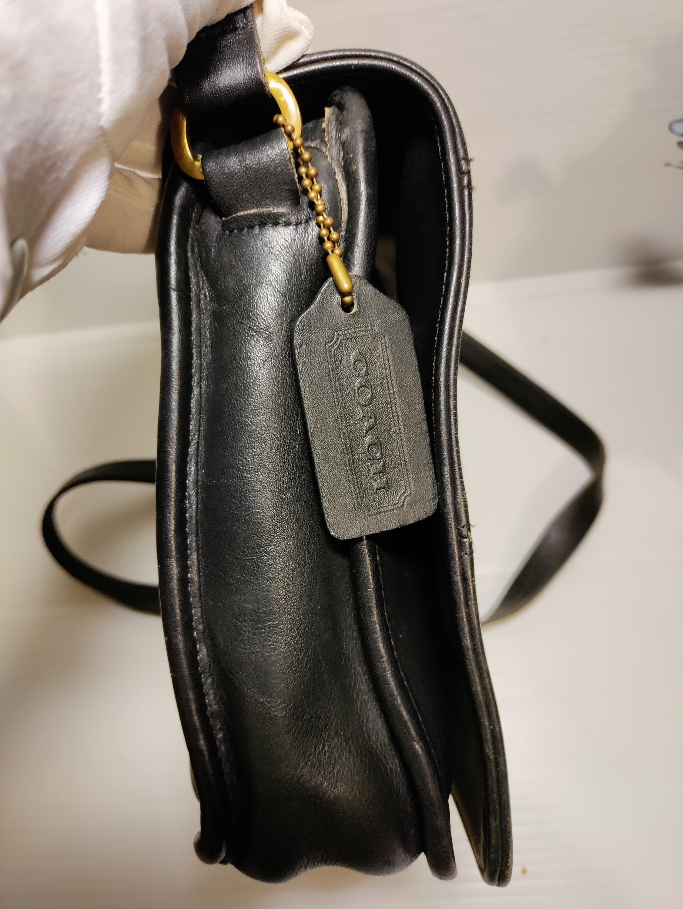 VINTAGE COACH 9092 Tribeca Stitch Flap Black Leather - Etsy