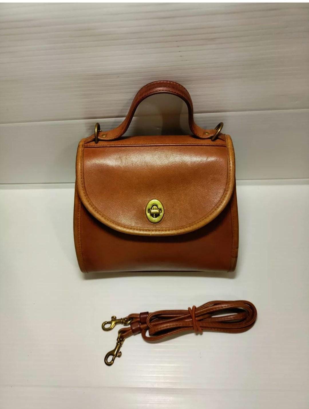 Vintage COACH Regina Bag #9983 Tan Leather 90s Crossbody Top Handle. - Etsy