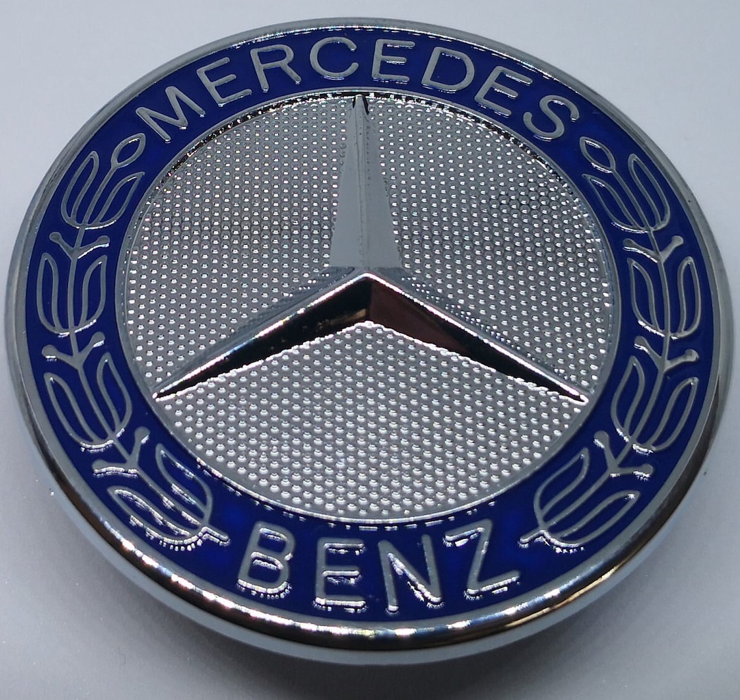 Mercedes Benz Bonnet Flat Badge Mercedes Blue Classic Emblem 57mm A B C ...