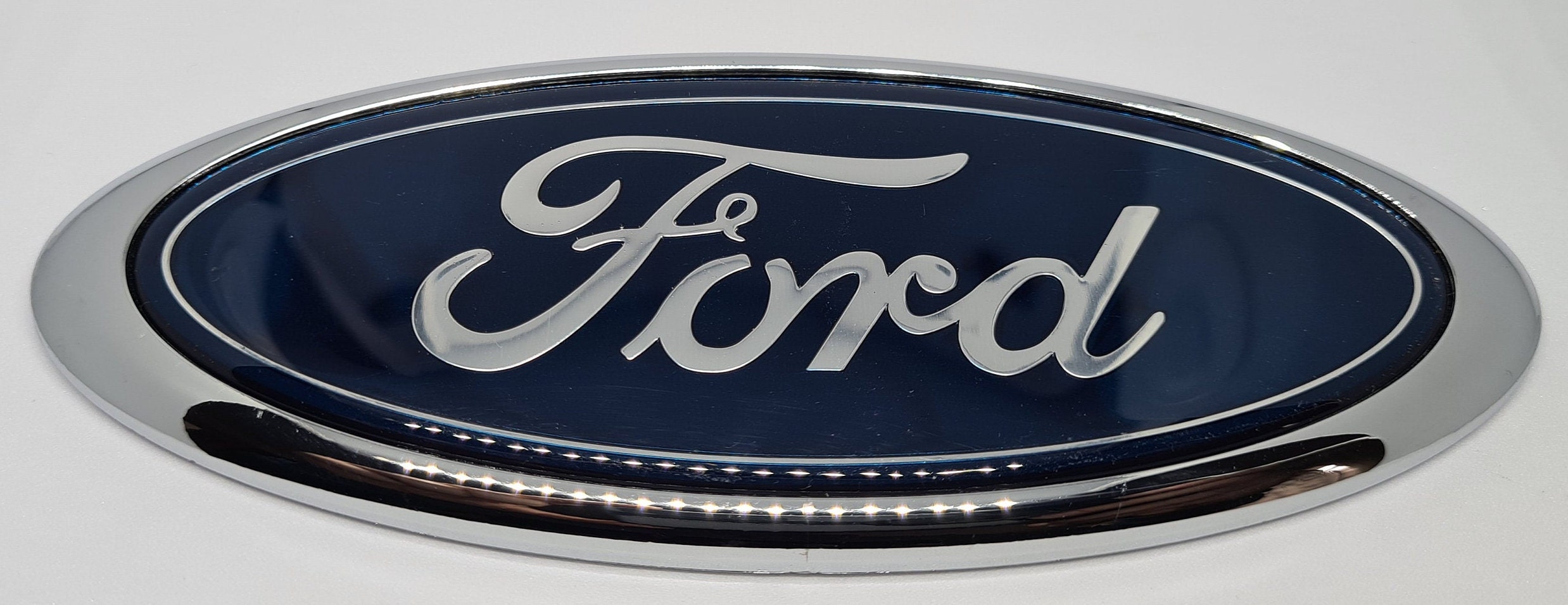 Ford Badge Oval Blue/chrome 150mm X 60mm Front/rear Emblem Focus Mondeo ...