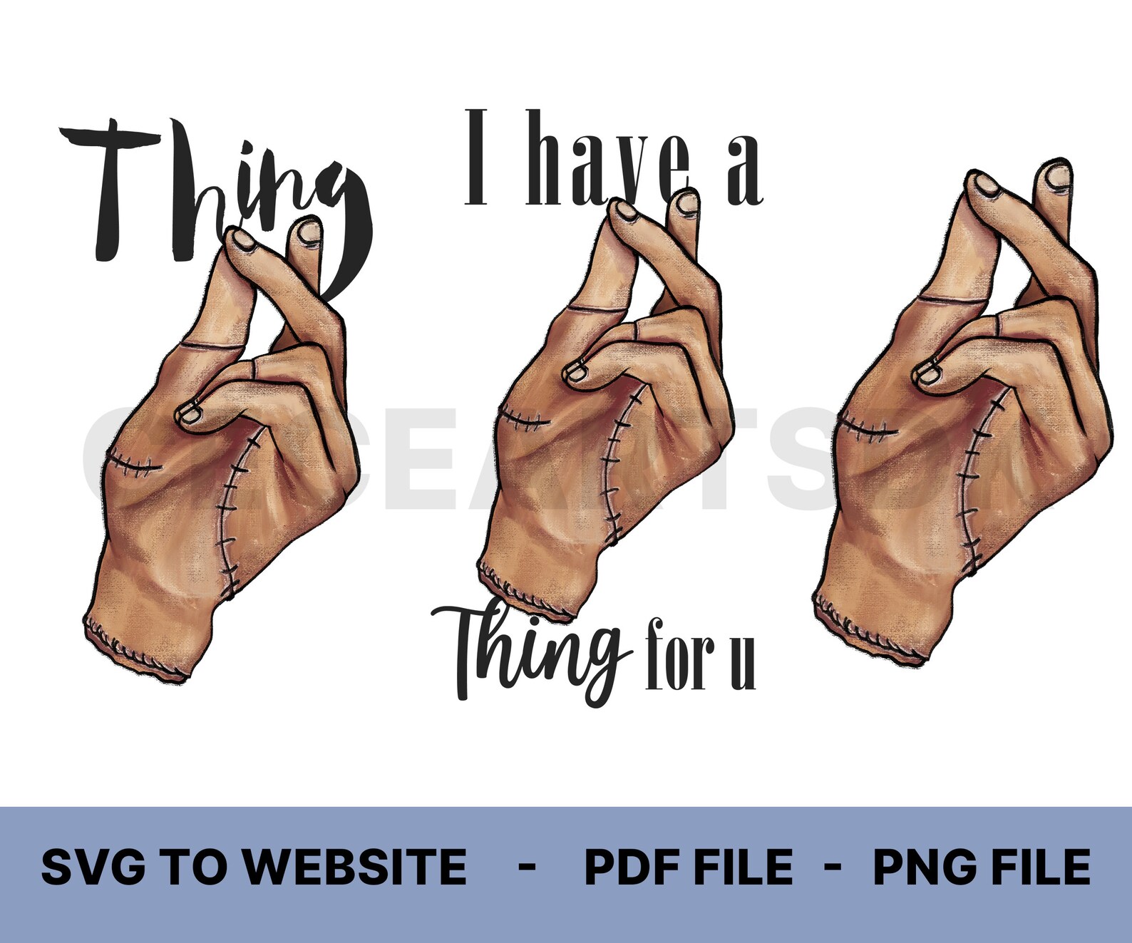 9 X Wednesday Addams Thing Hand Snap Fingers PNG PDF SVG Digital ...