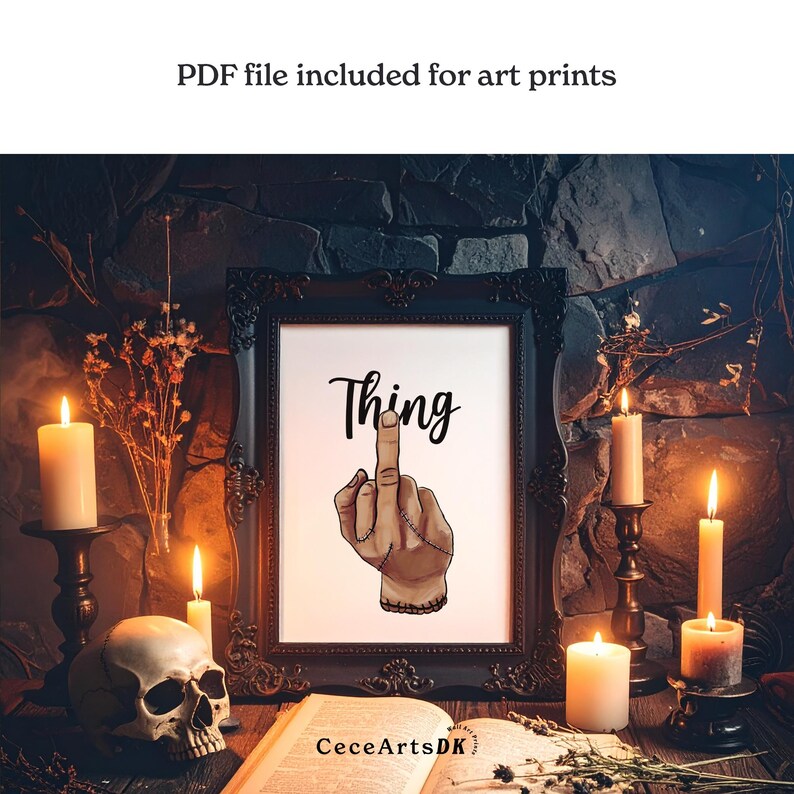 2 X Wednesday Addams Thing Middle Finger Illustration (digital PNG SVG ...