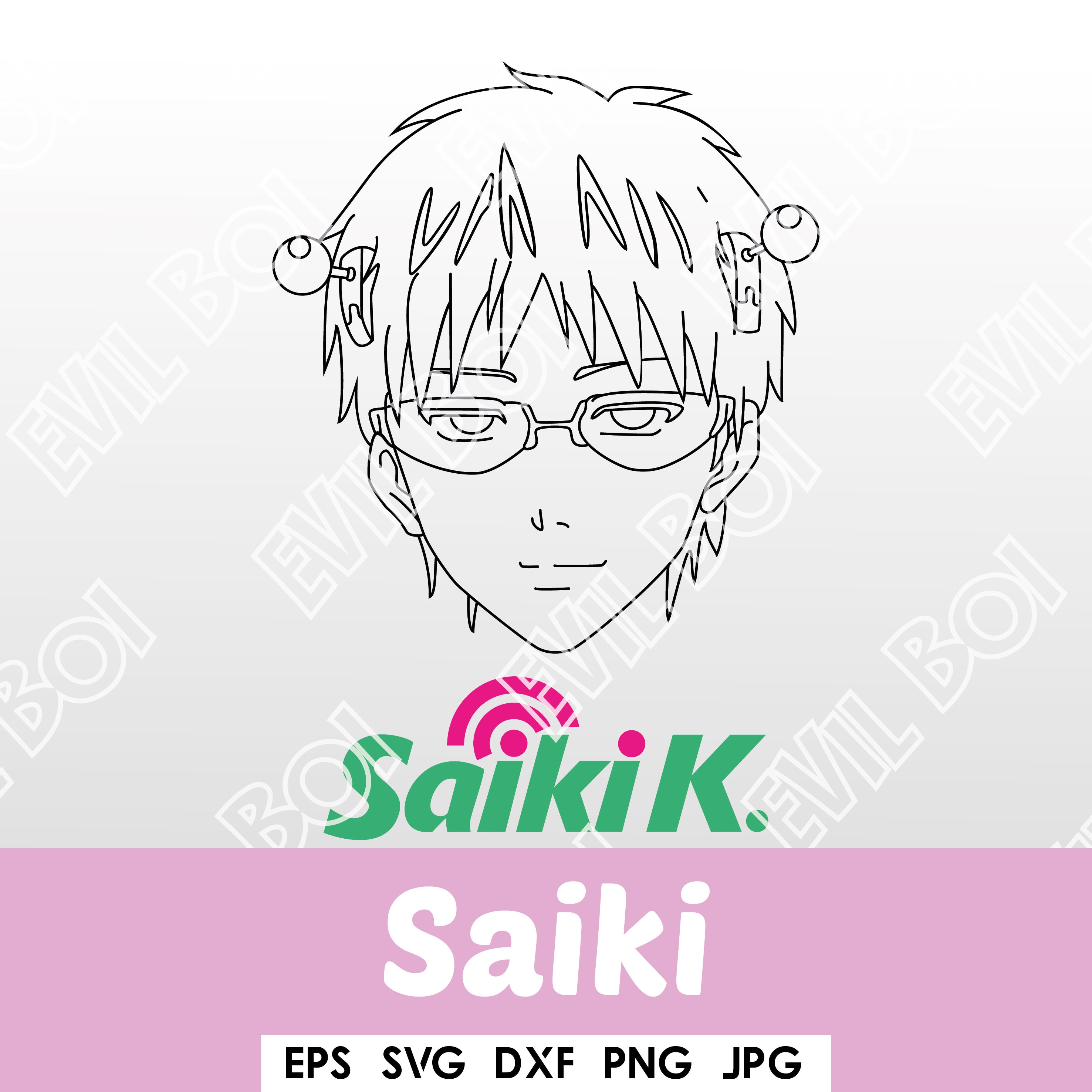 Saiki / Eps, Svg, Dxf, Png, Jpg / Cut File / Instant Download / Anime ...