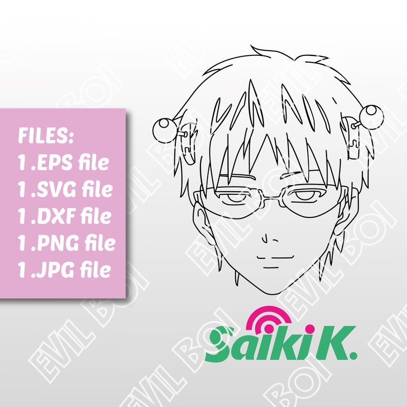 Saiki / Eps, Svg, Dxf, Png, Jpg / Cut File / Instant Download / Anime ...