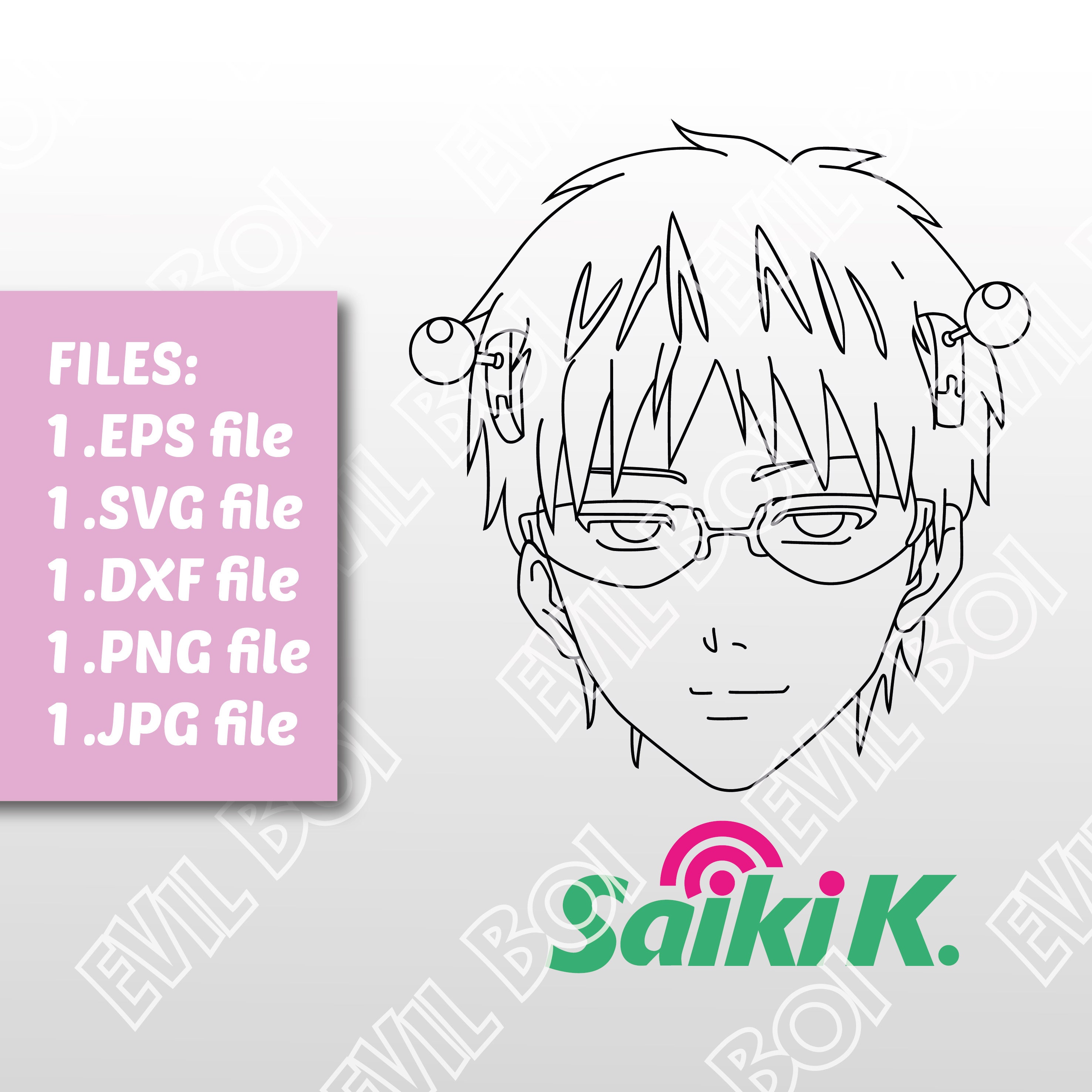 Saiki / Eps, Svg, Dxf, Png, Jpg / Cut File / Instant Download / Anime ...