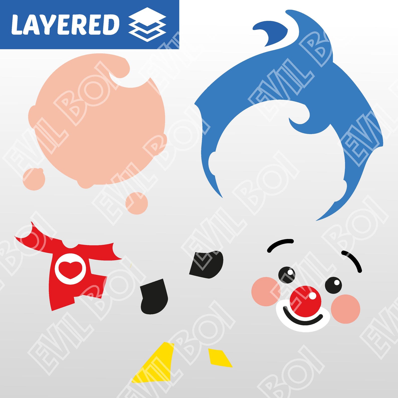 Little Clown/ Payasito/ Plim/ Vector Art/ Cut Files/ Plim/ Layered - Etsy