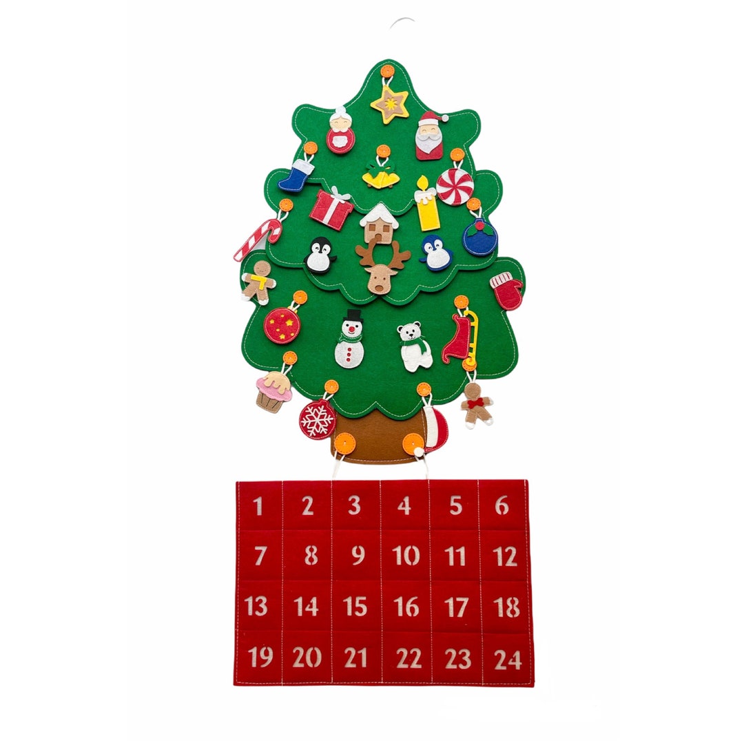 Christmas Tree and Advent Calendar Felt Handmade, Christmas Advent ...
