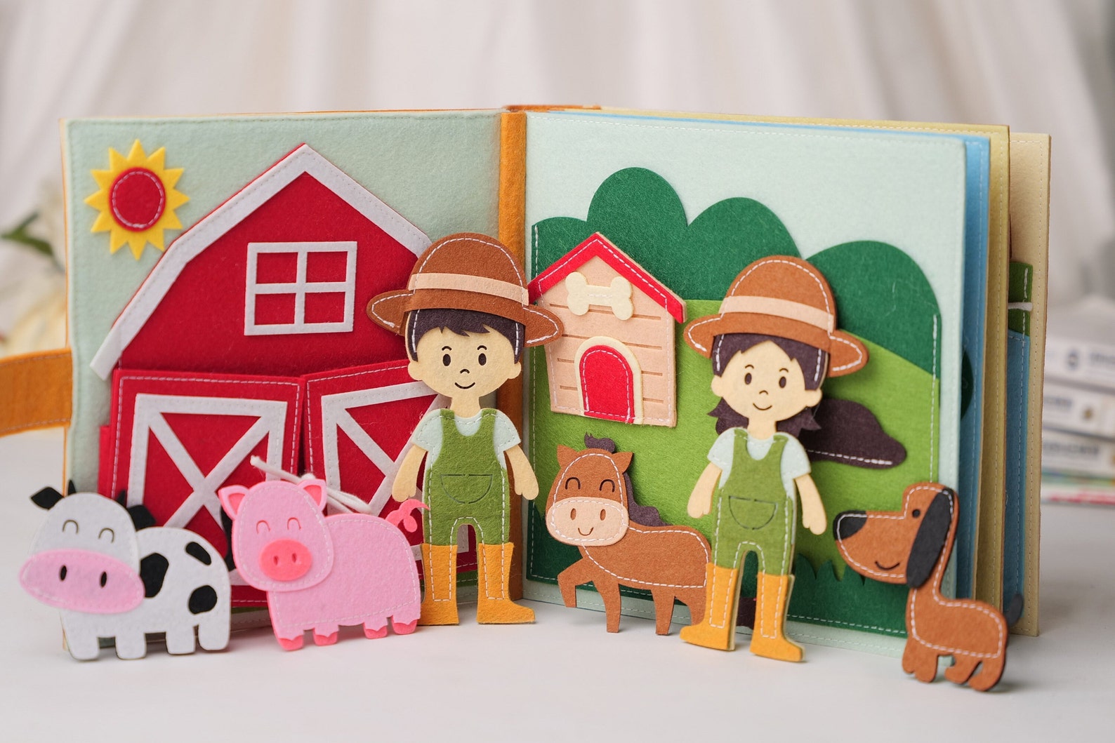 Handmade Felt Farm Quiet Book, Montessori Activity Book, Busy Quiet ...
