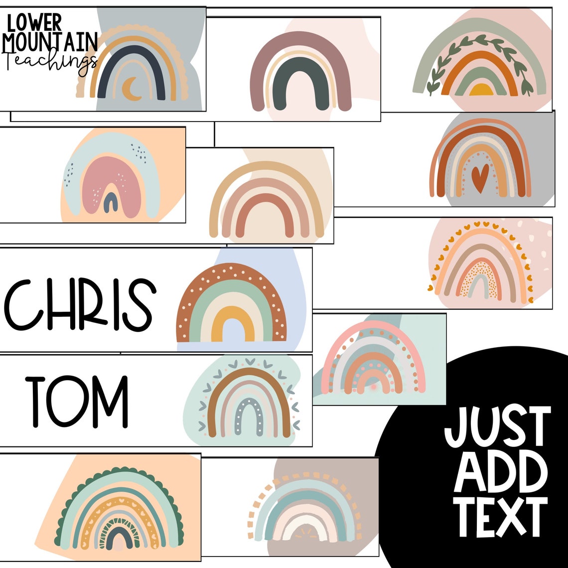 Student Desk Name Tags Labels Boho Theme Boho Colors - Etsy