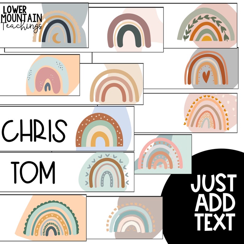 Student Desk Name Tags Labels Boho Theme Boho Colors - Etsy