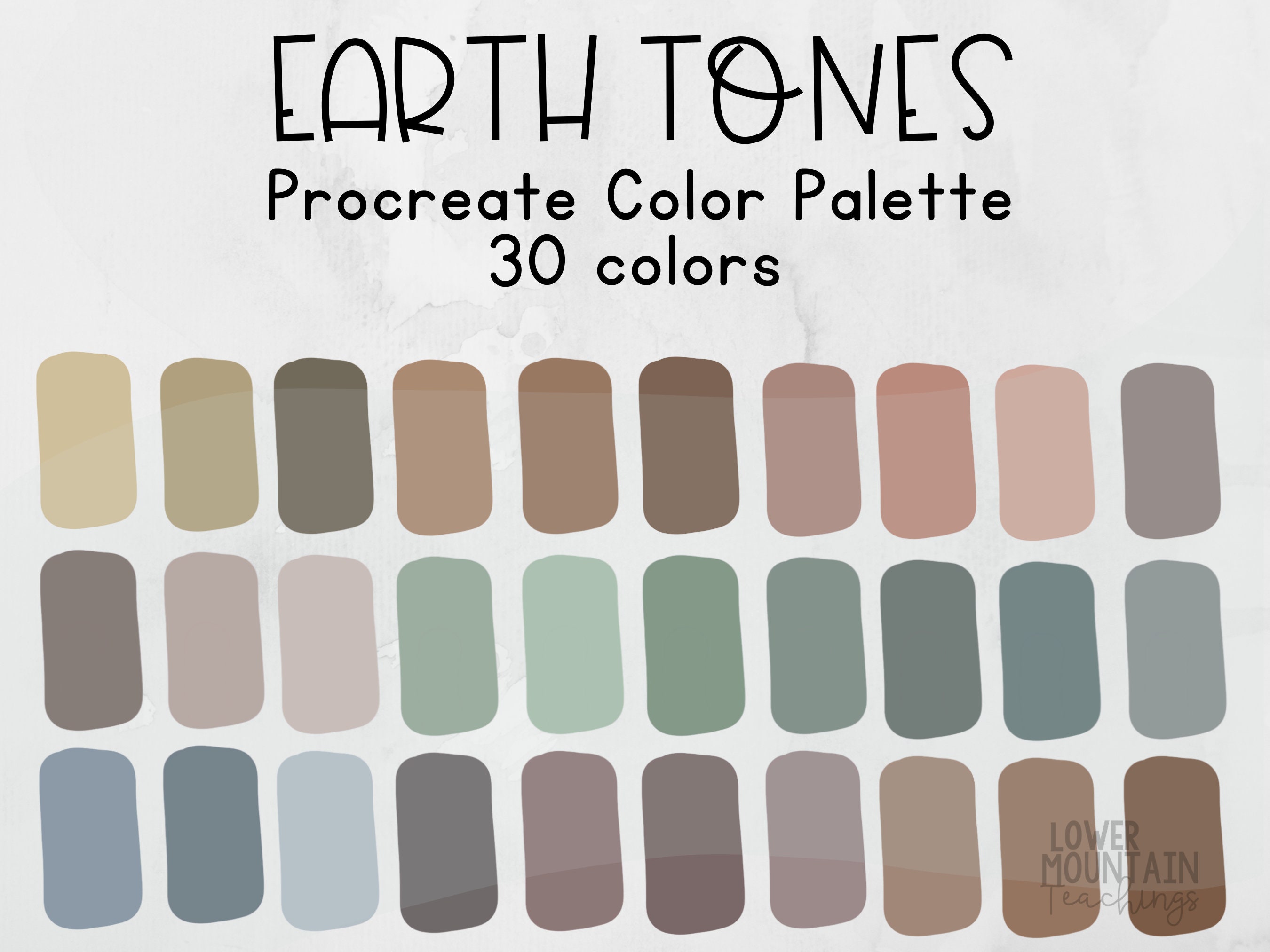 Procreate Color Palette | Color Swatches | Earth Tones | iPad Lettering ...