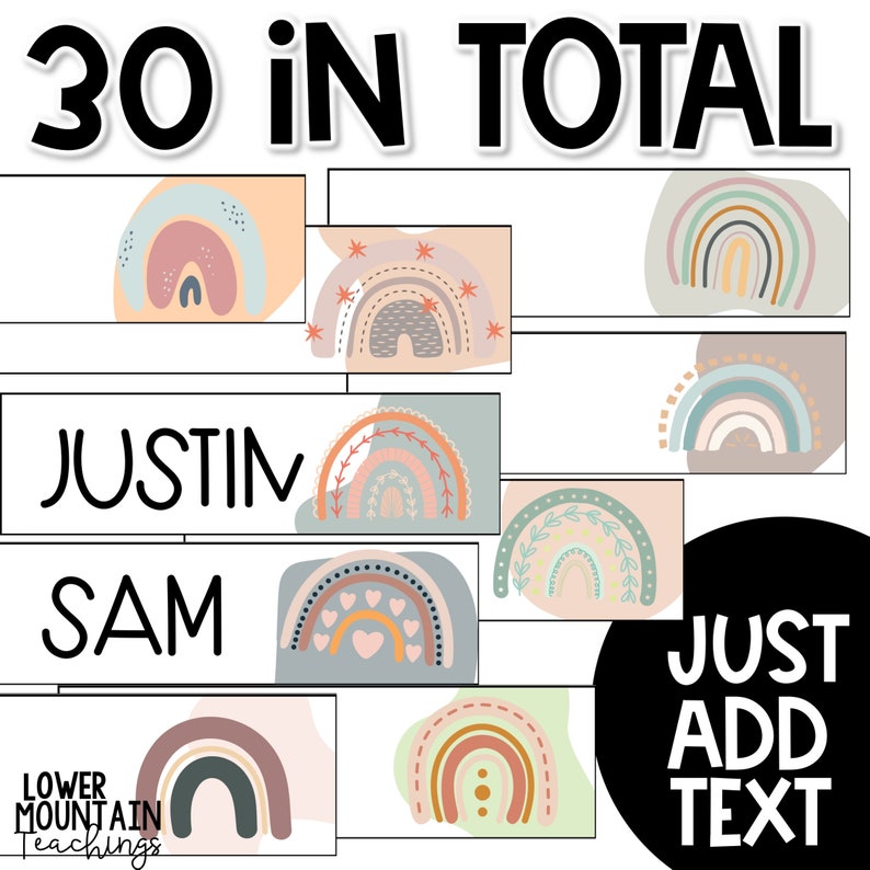 Student Desk Name Tags Labels Boho Theme Boho Colors - Etsy