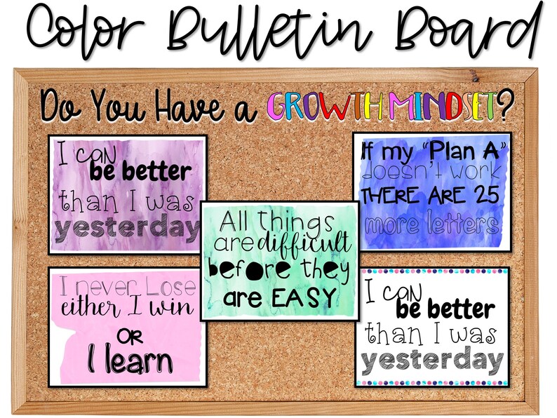Growth Mindset Positive Sayings Bulletin Board Display - Etsy