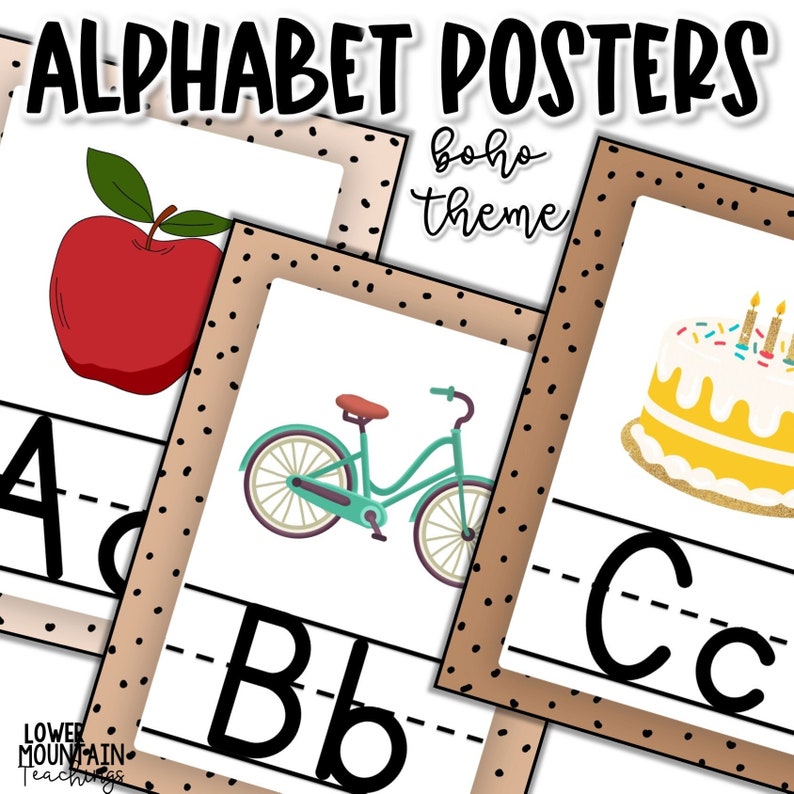 Alphabet Letter Posters Boho Classroom Decor Bulletin Board Alphabet ...