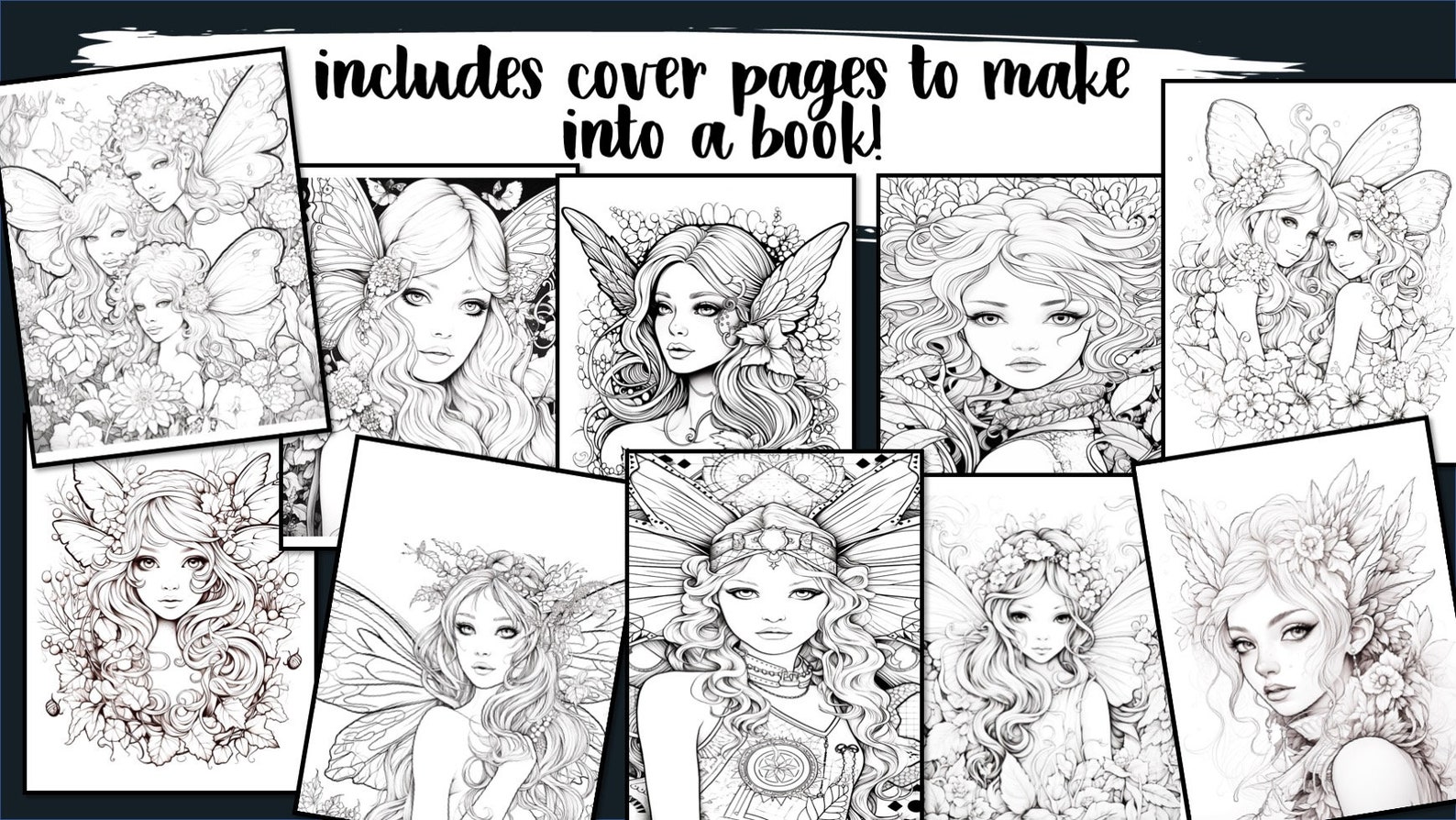 Enchanted Fairies Printable Coloring Book, Print & Color Pages, Kid's ...