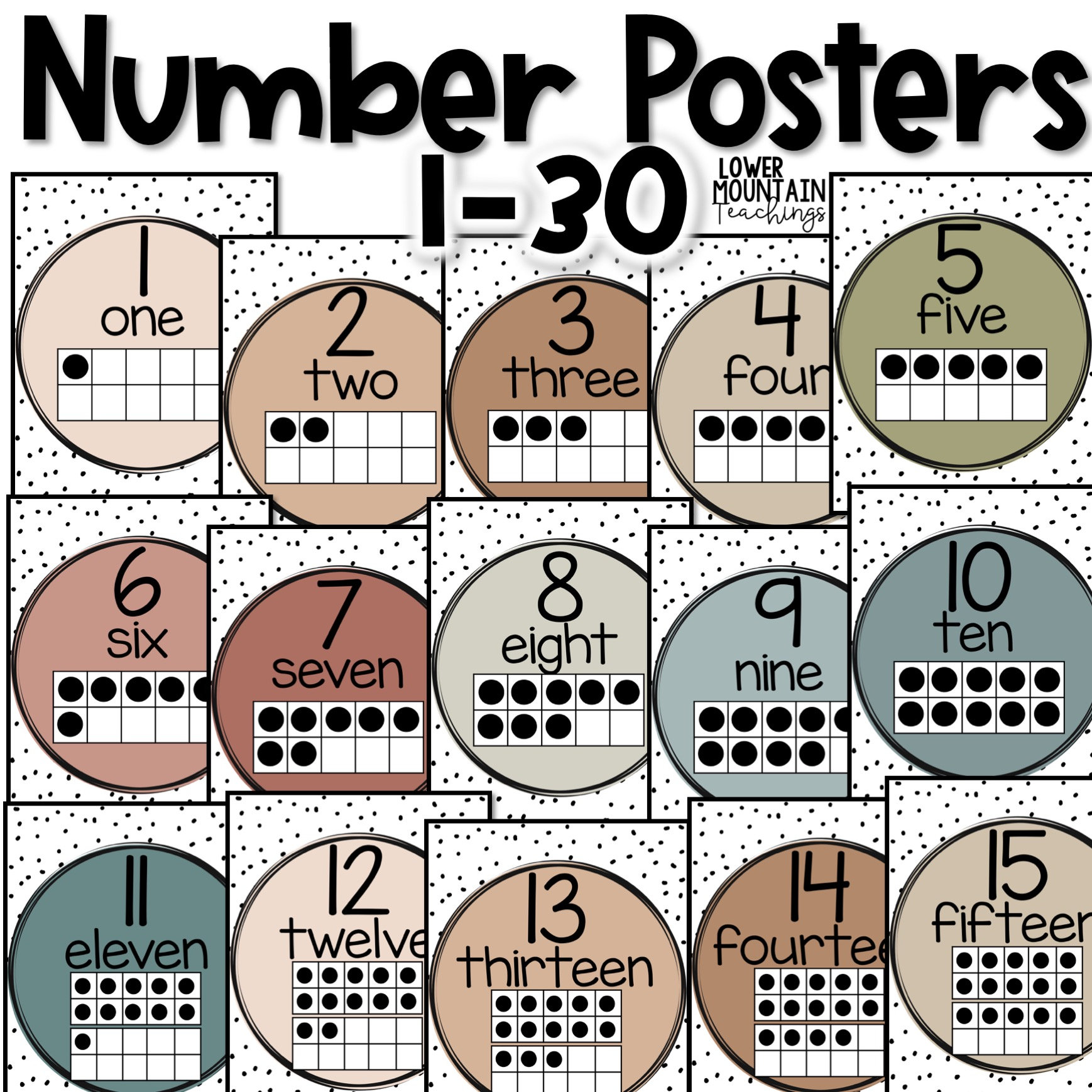 Number Line and Number Posters Boho Colors Boho Classroom Decor - Etsy