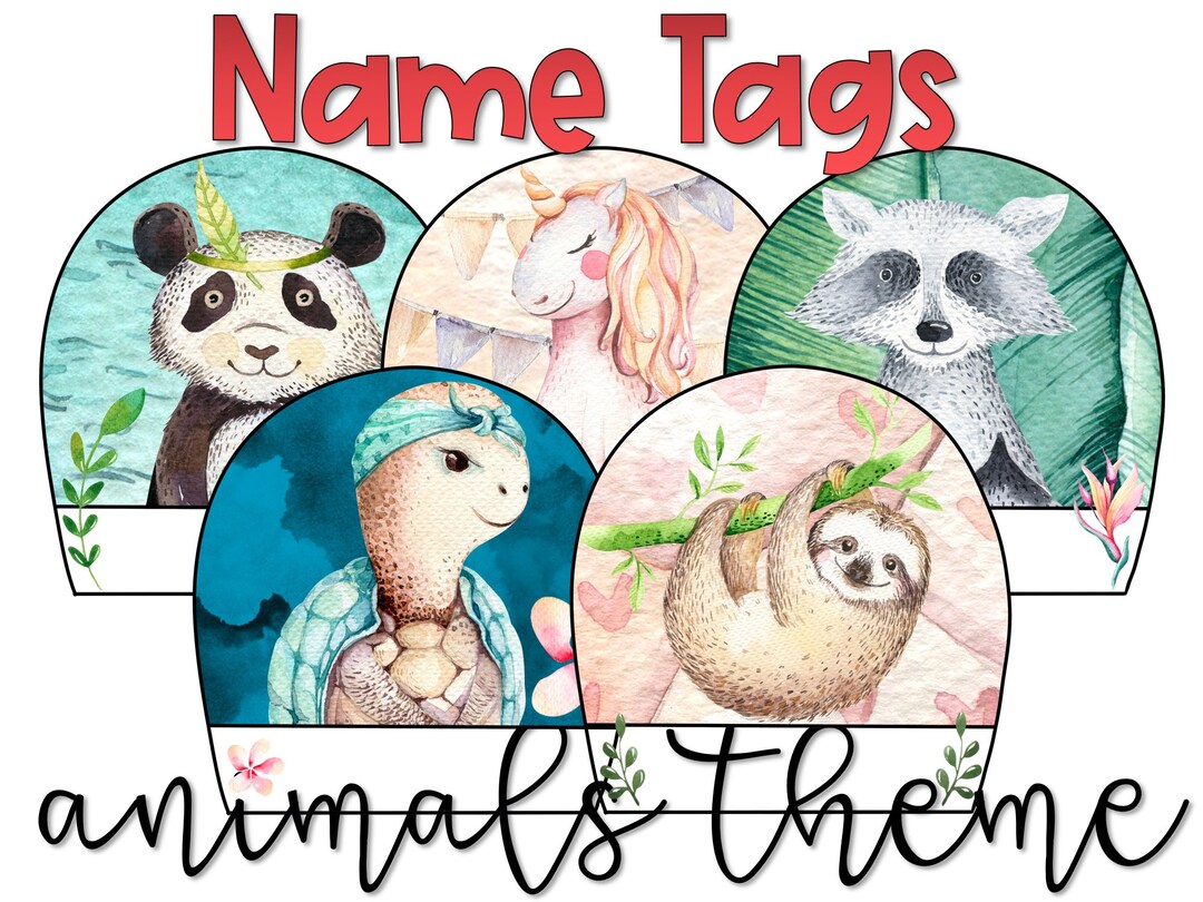 Name Tags or Labels Animal Theme - Etsy