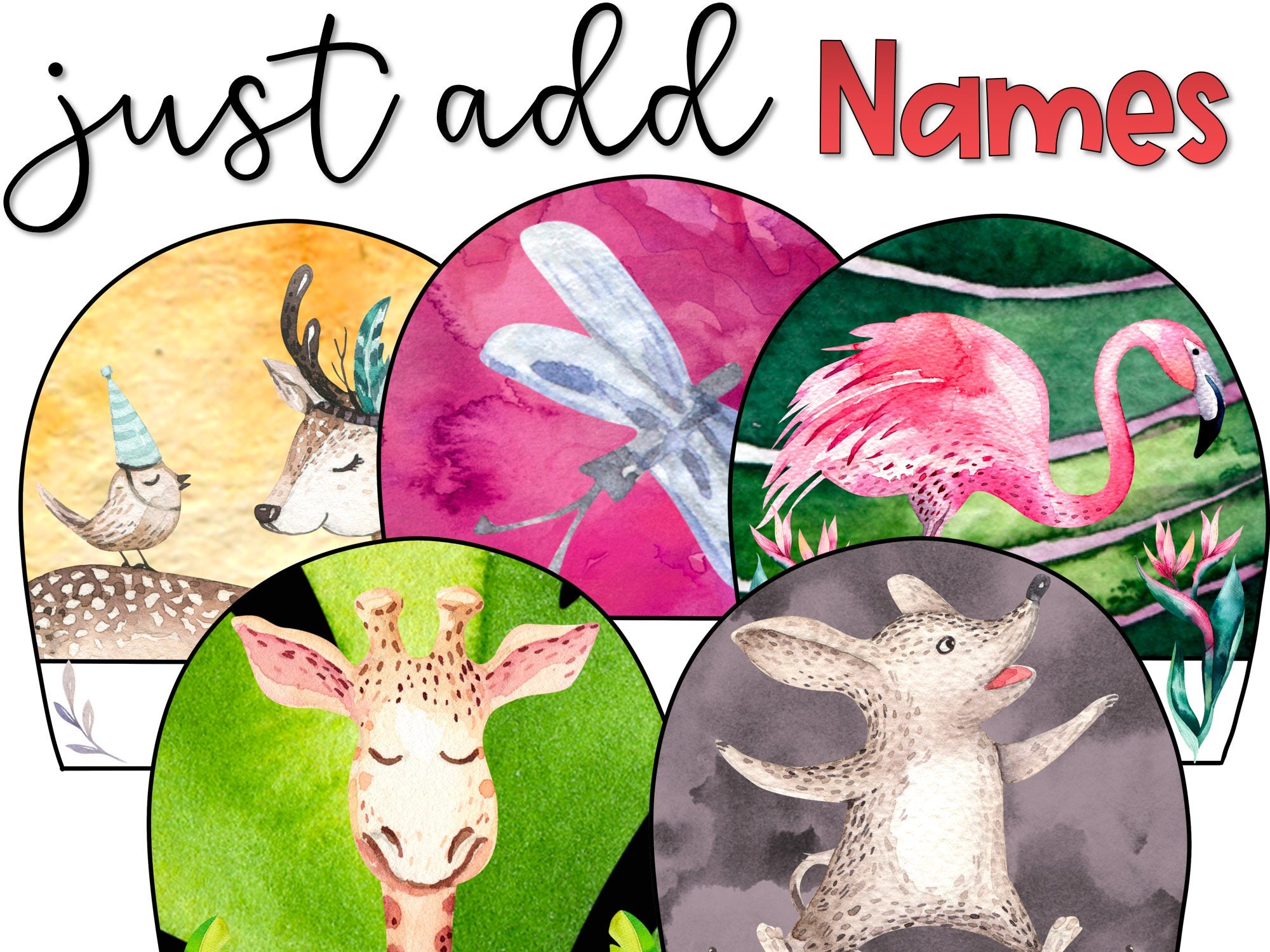 Name Tags or Labels Animal Theme - Etsy