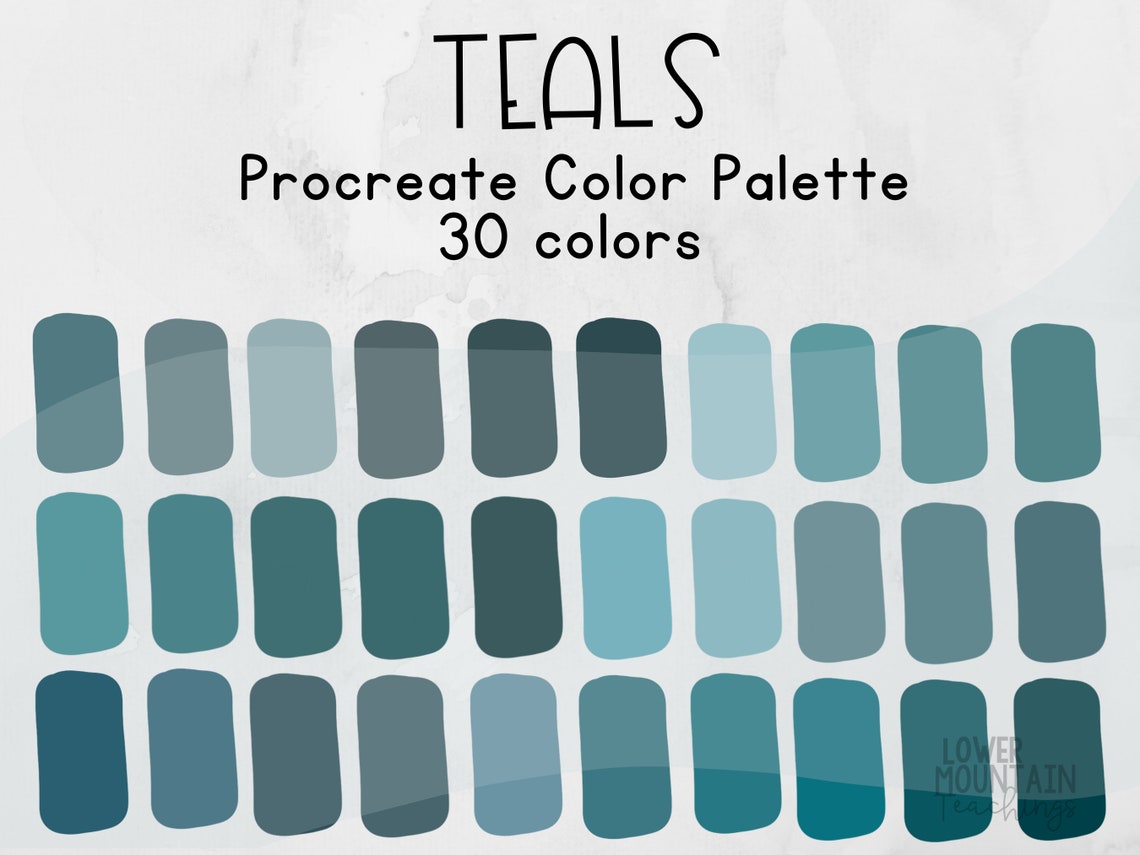 Teal Color Swatches, Procreate Color Palette, Color Swatches, Color ...