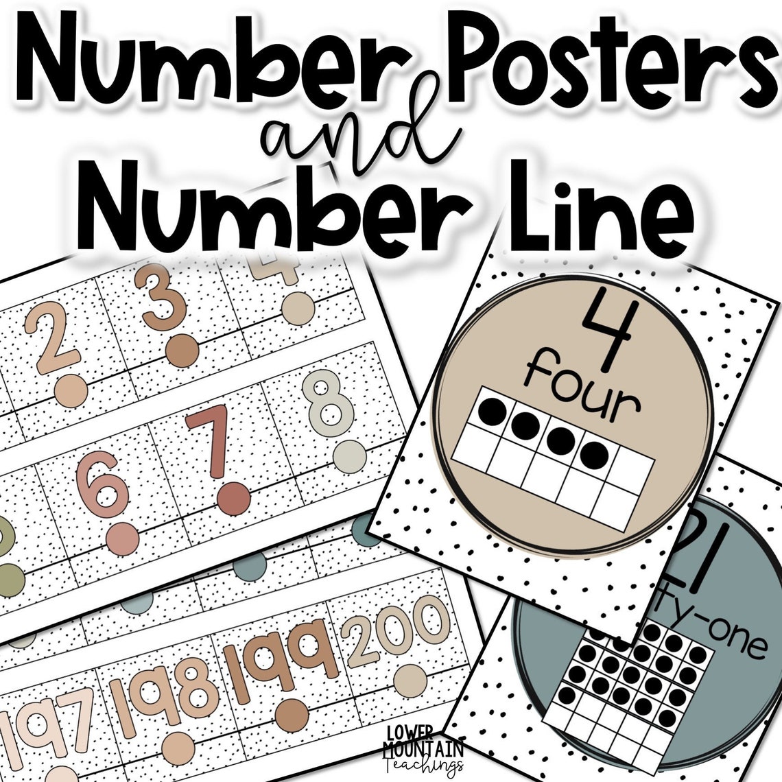 Number Line and Number Posters Boho Colors Boho Classroom Decor - Etsy