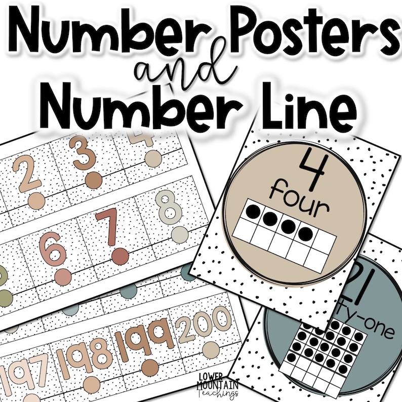 Number Line and Number Posters Boho Colors Boho Classroom Decor - Etsy
