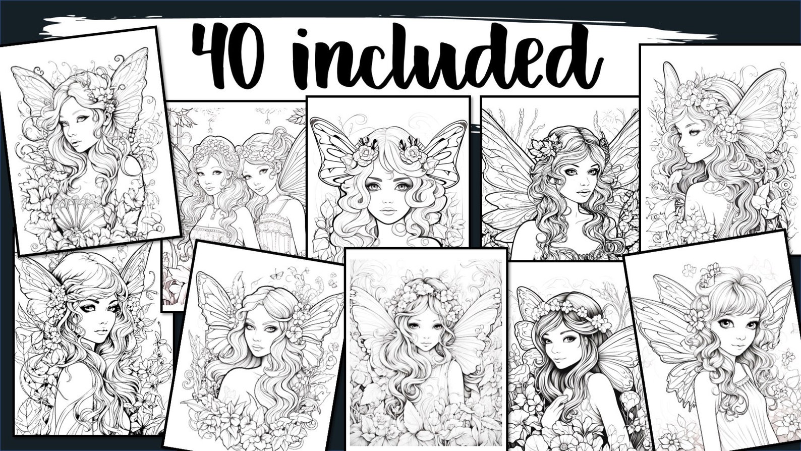 Enchanted Fairies Printable Coloring Book, Print & Color Pages, Kid's ...
