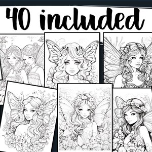 Enchanted Fairies Printable Coloring Book, Print & Color Pages, Kid's ...