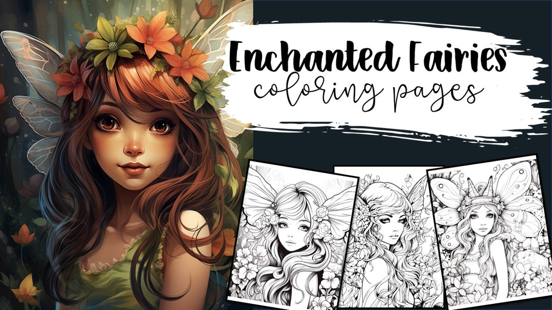 Enchanted Fairies Printable Coloring Book, Print & Color Pages, Kid's ...