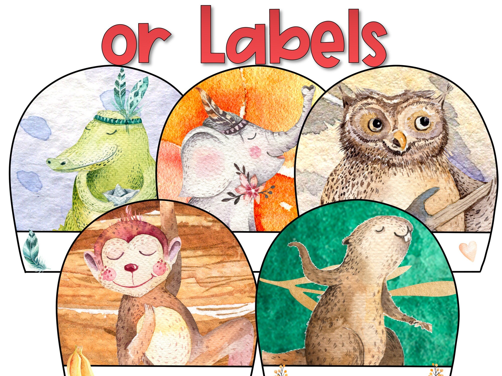 Name Tags or Labels Animal Theme - Etsy