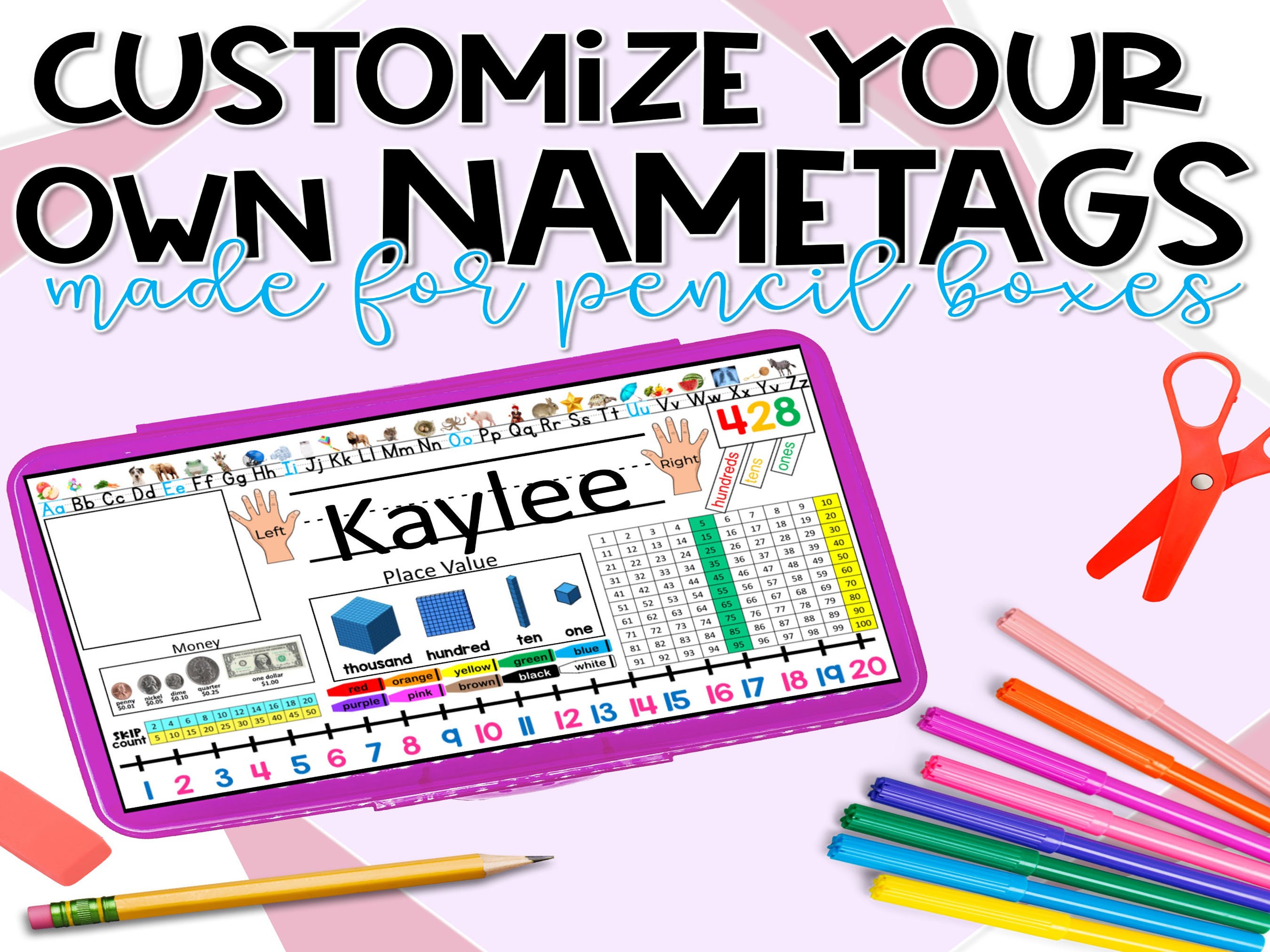 Name Plates for Pencil Boxes Fully Customizable for Individualization ...