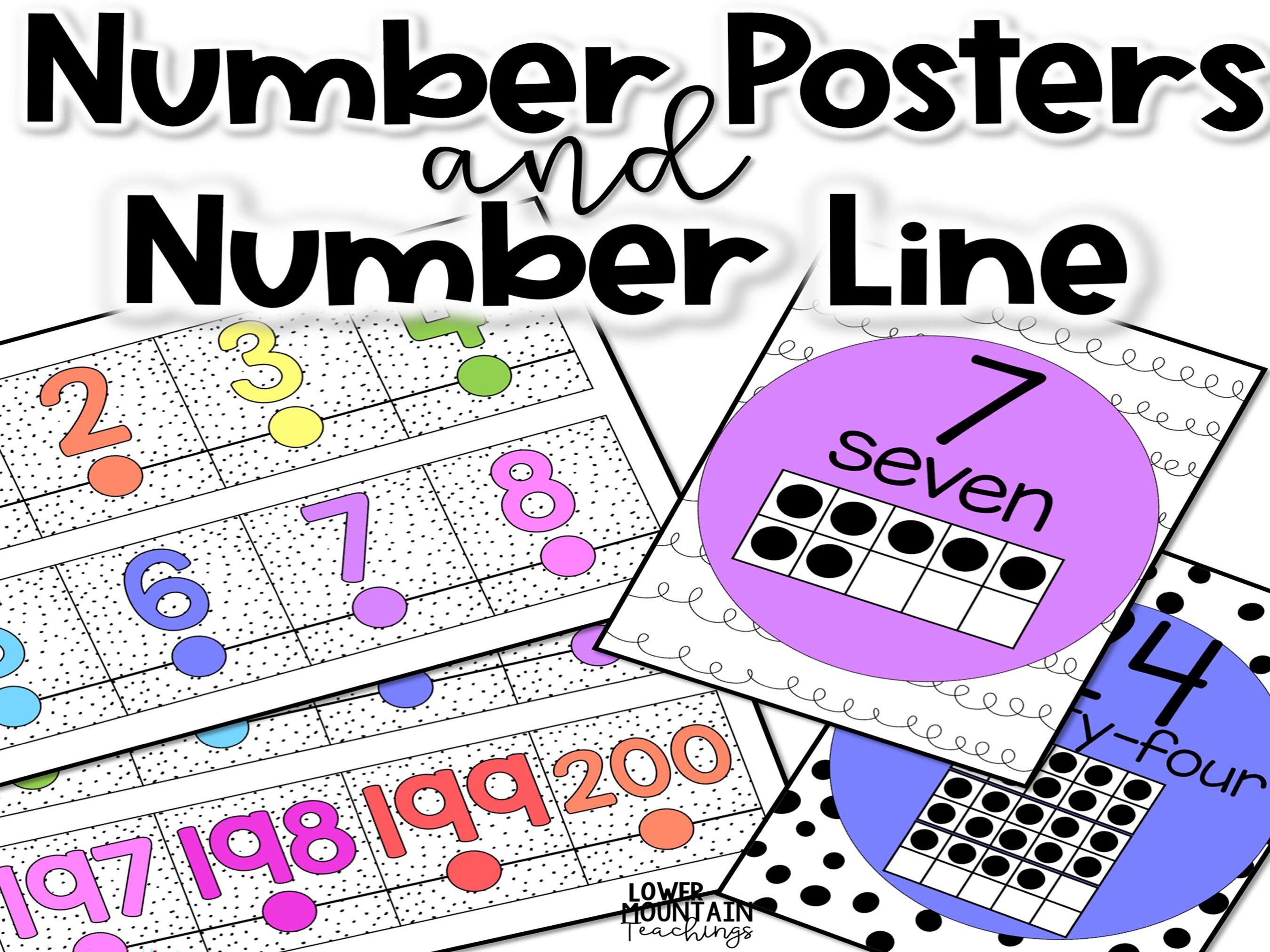 Number Line and Number Posters Rainbow Pastels - Etsy