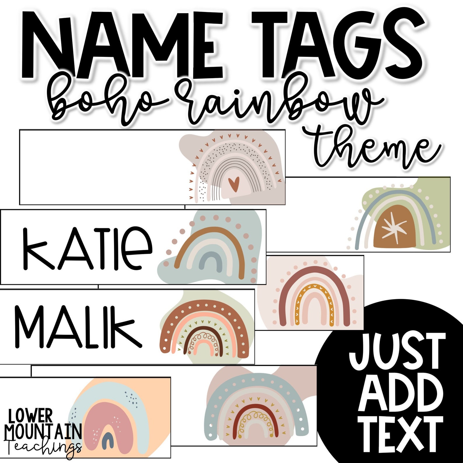 Student Desk Name Tags Labels Boho Theme Boho Colors - Etsy