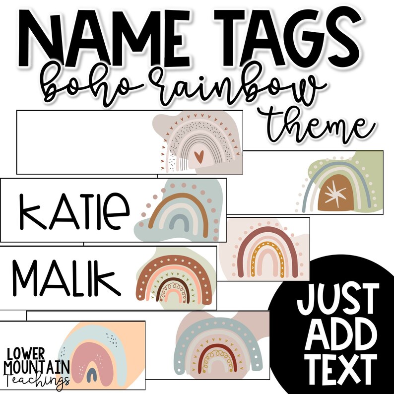 Student Desk Name Tags Labels Boho Theme Boho Colors - Etsy