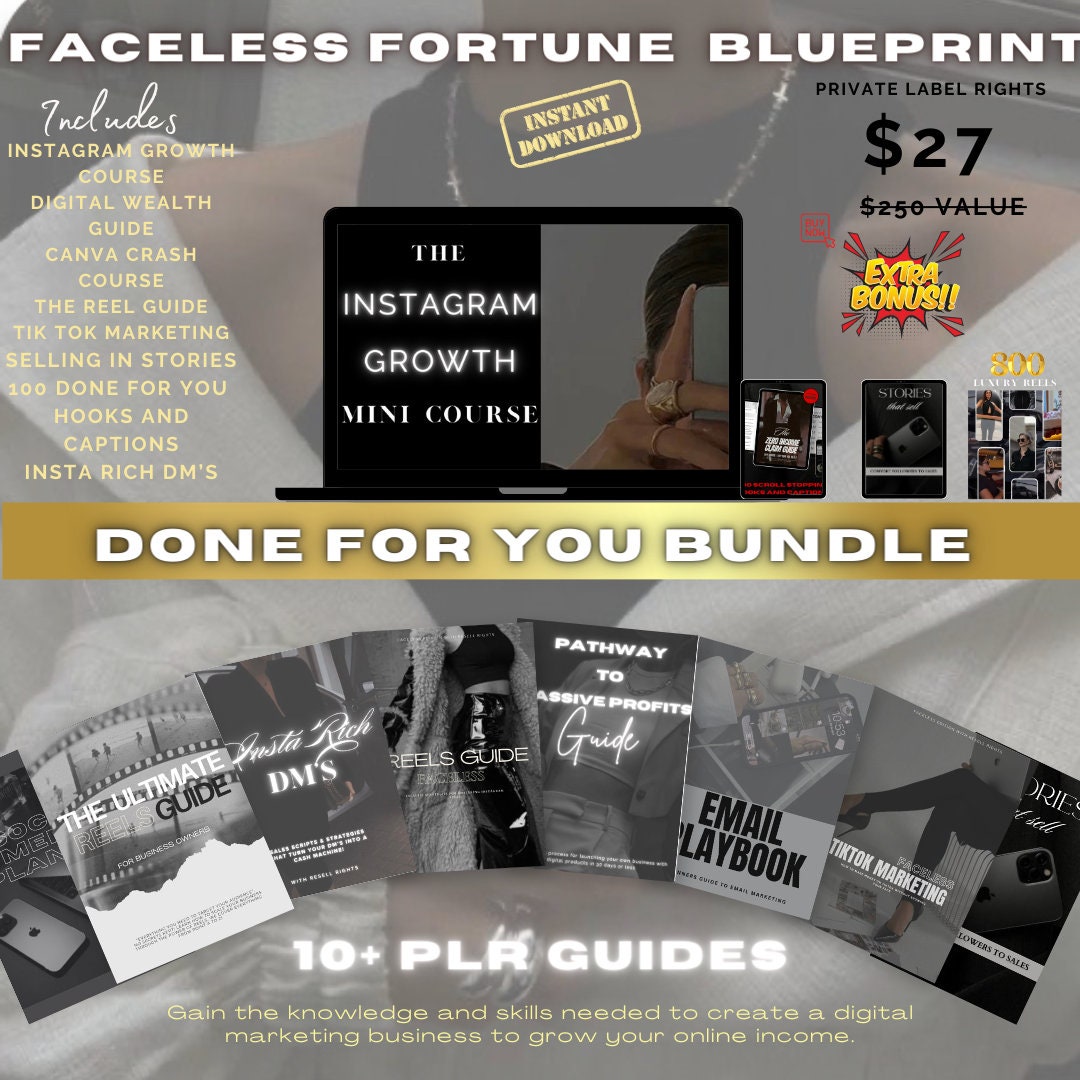 The Faceless Fortune Digital Marketing Bundle - Etsy
