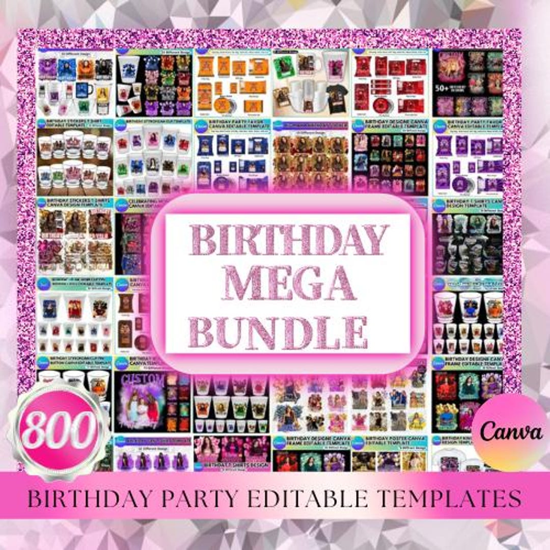 Birthday Mega Bundle Editable Templates - Etsy