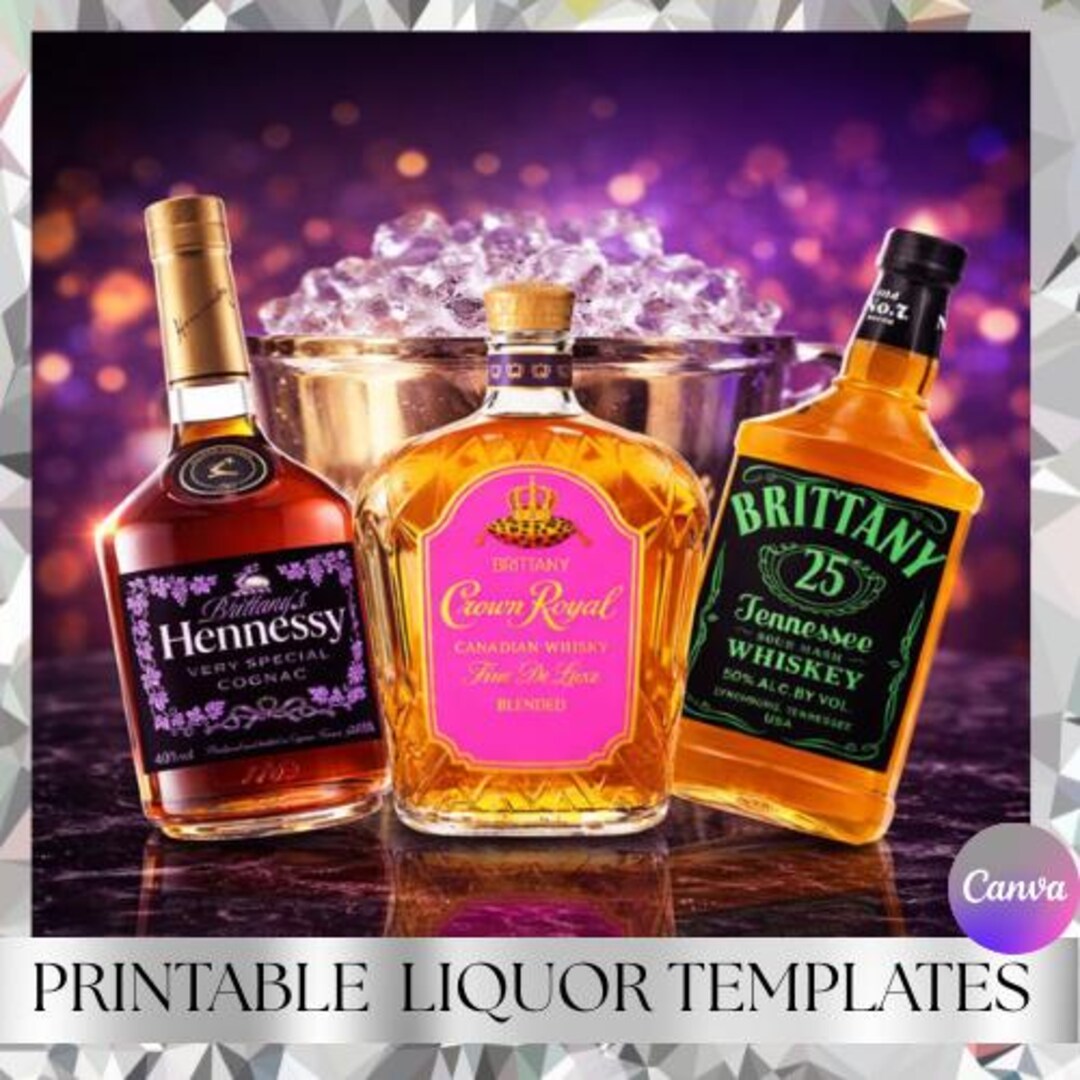 Birthday Liquor Bottle Label Template Editable Sticker Canva Design ...