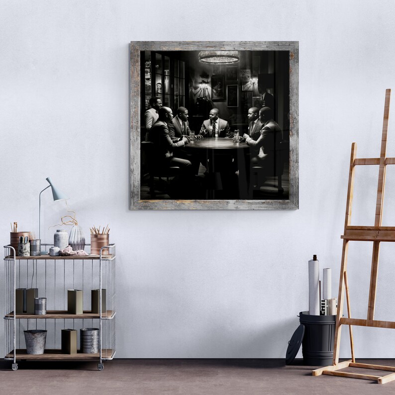 Gentleman's Whiskey Roundtable, Man Cave Art, Round Table Talk, Wall ...