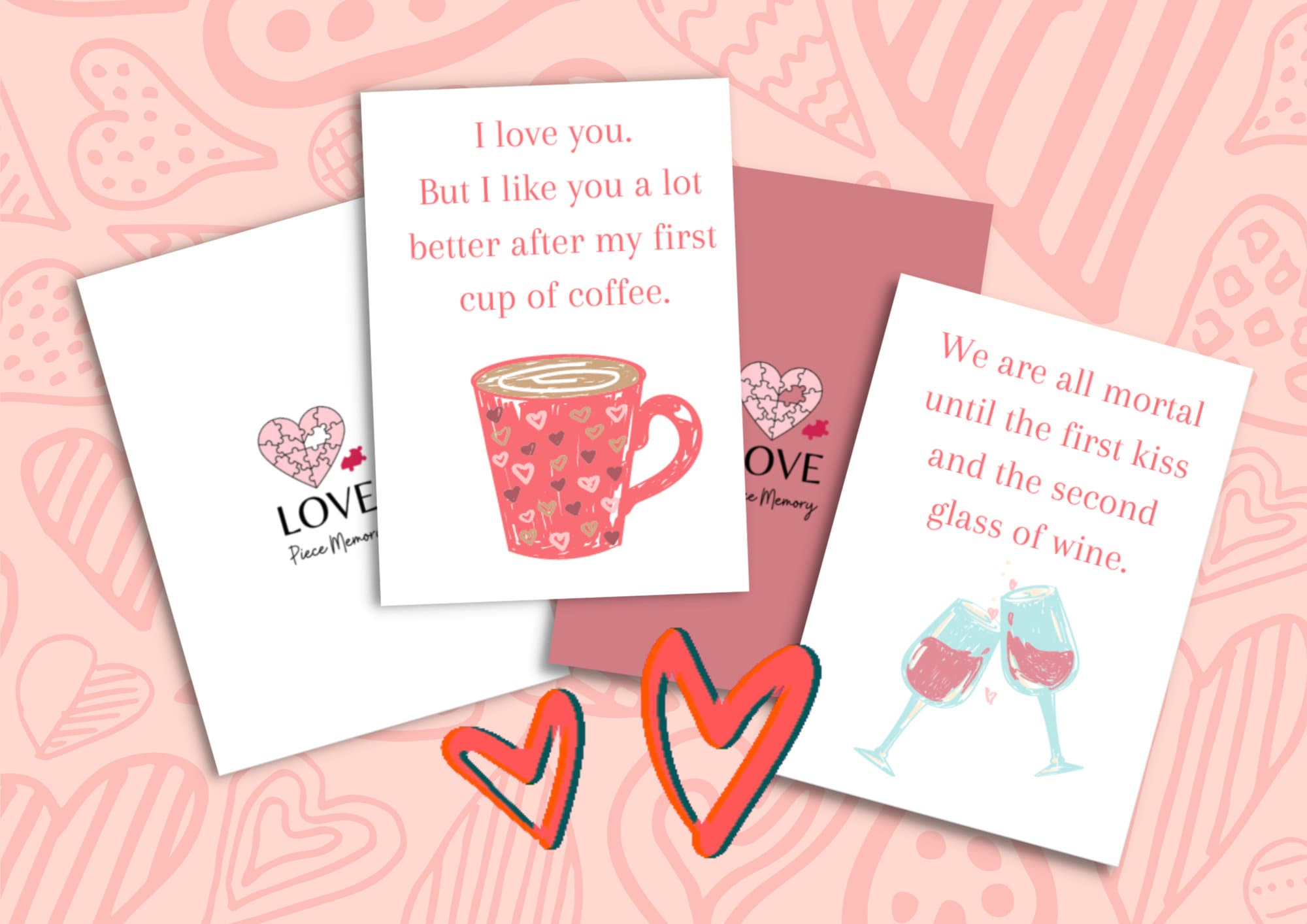 Love Message Cards Set of 16 Messages for Valentine's Day, Paper Size ...