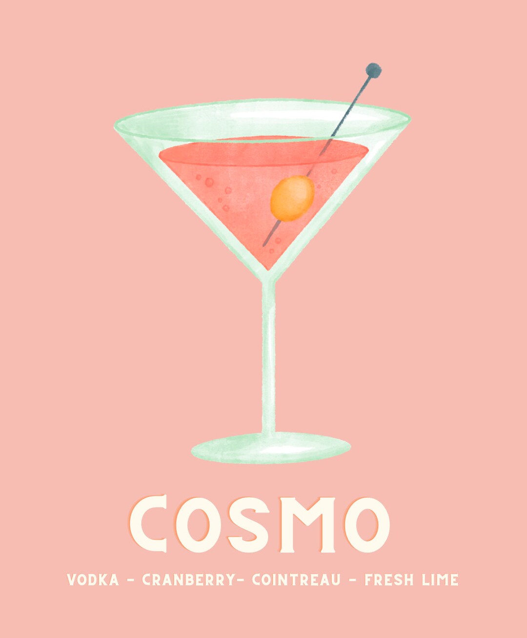 Cosmo Poster, Digital Download, Cocktail Poster - Etsy