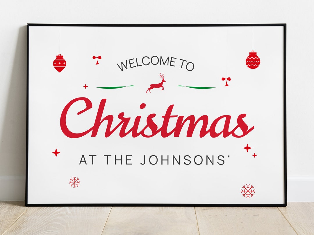 Personalized Christmas Welcome Sign, Printable Custom Family Christmas ...