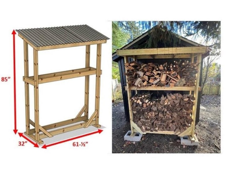 Firewood Storage Shed Rack Plans (7ftx3ftx5ft) DIY Woodworking Easy ...