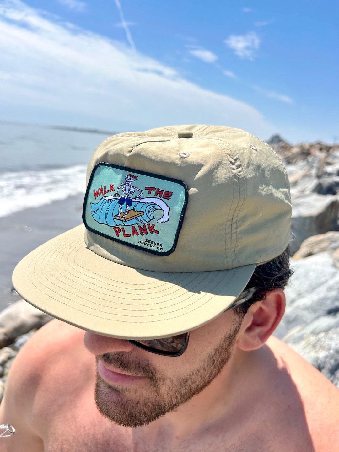 Wave Surf Hat Patch Skeleton Longboard Vintage 5-panel Snapback Hat ...